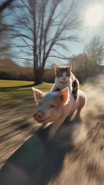 Котёнок на свинье