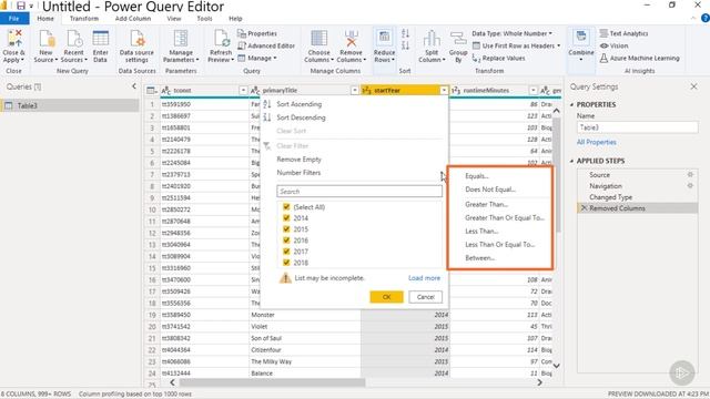2.06. Preparing Data for Power BI - Filtering Rows in a Query