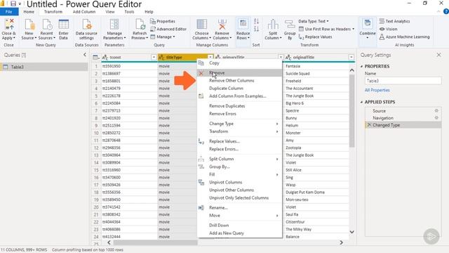 2.05. Preparing Data for Power BI - Eliminating Columns in a Query