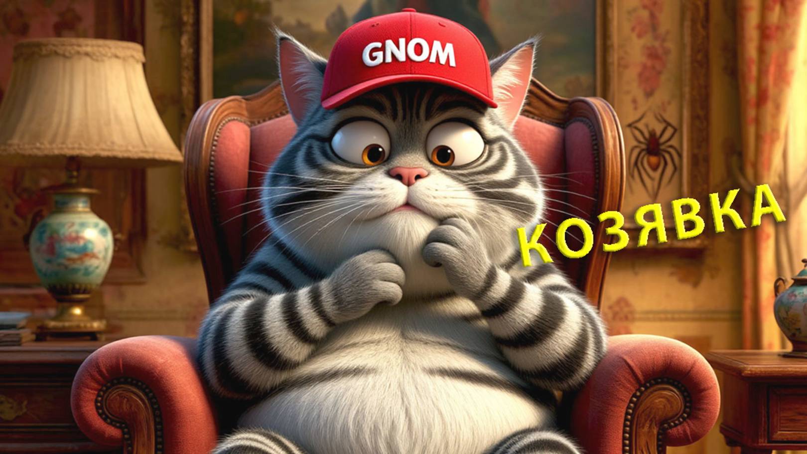 Кот Гном: "-Что за козявка тут пугает хозяина?."