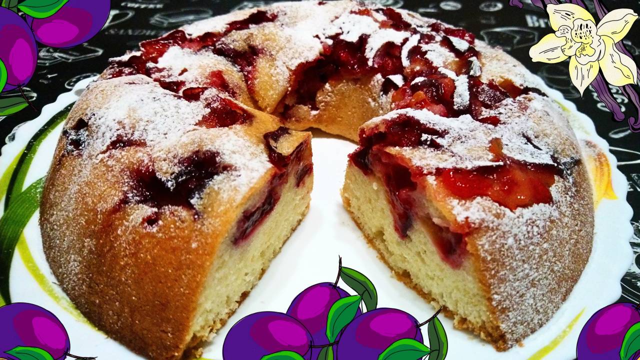 ШАРЛОТКА СО СЛИВАМИ И СЛИВОЧНЫМ МАСЛОМ / Быстрый рецепт вкусного пирога со сливами