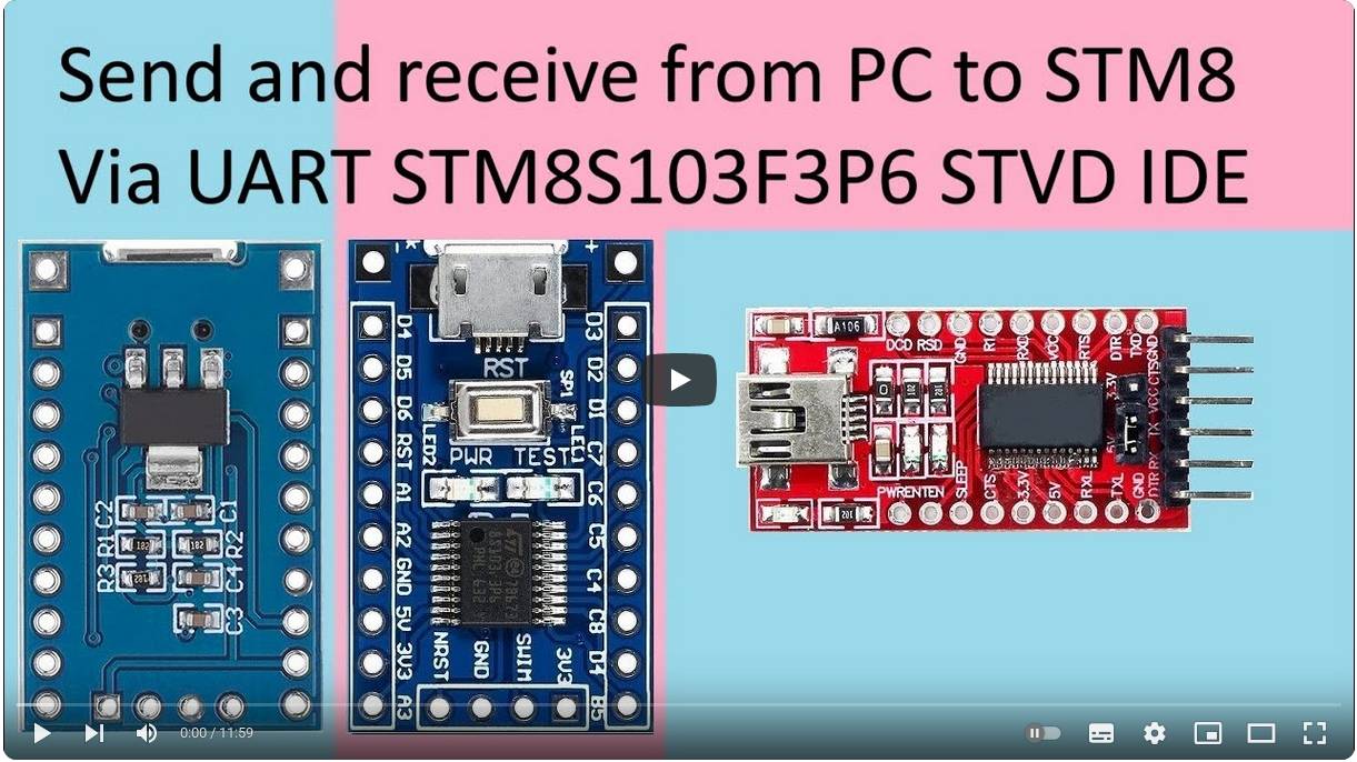 135. STM8S103F3P6 UART with STM8 STVD IDE