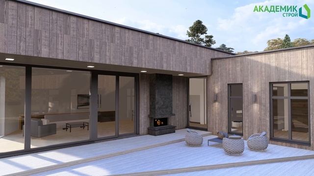 🏠 Уникальный проект одноэтажного дома площадью  270м² с плоской кровлей