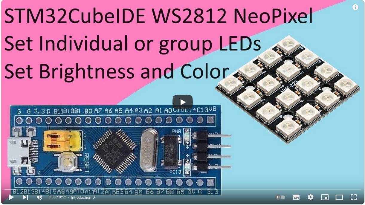 134. CubeIDE WS2812 NeoPixel addressable LED with STM32 F103C8T6