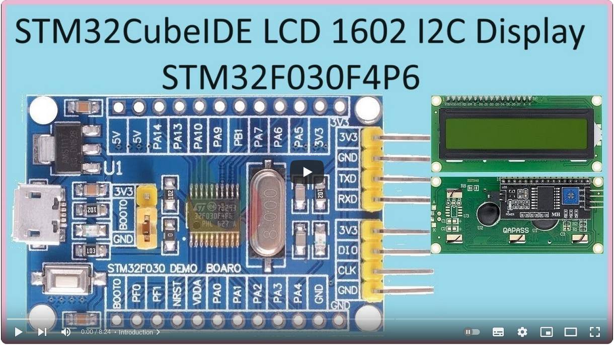 125. STM32CubeIDE LCD 1602 I2C Display with STM32F030F4P6