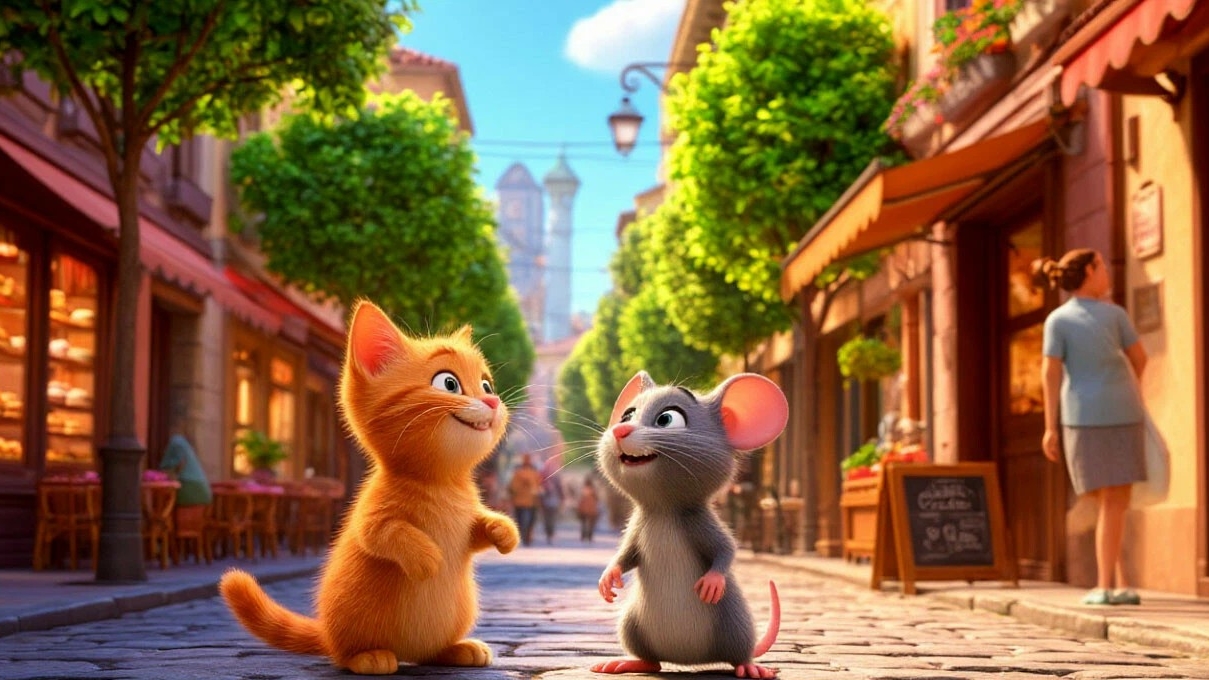 Анимационный мультфильм  - выпуск  12 : Рыжий Котёнок и Серый Мышонок