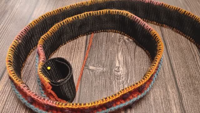 Петельный шов иголкой Сшиваем вязаную лямку со стропой