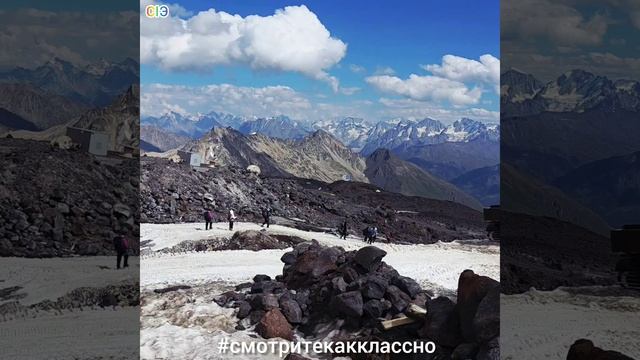 Эльбрус-красавец смотрит сквозь тучи...mp4