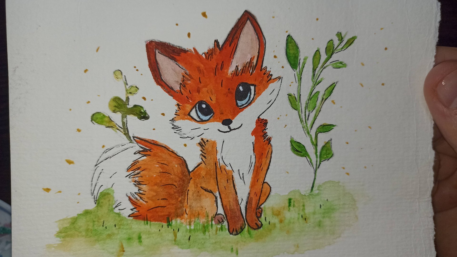 Рисунок акварелью / Лиса