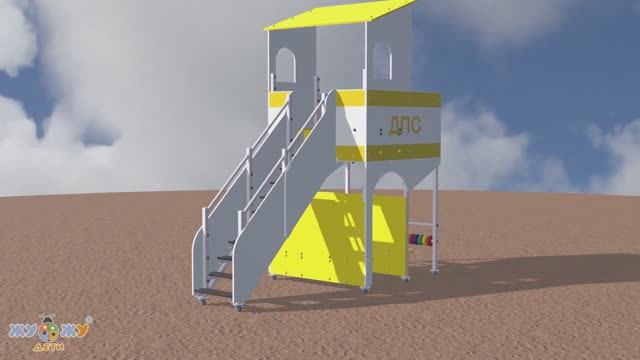 Домик-беседка «Дежурка» двухэтажный с бизи-элементами