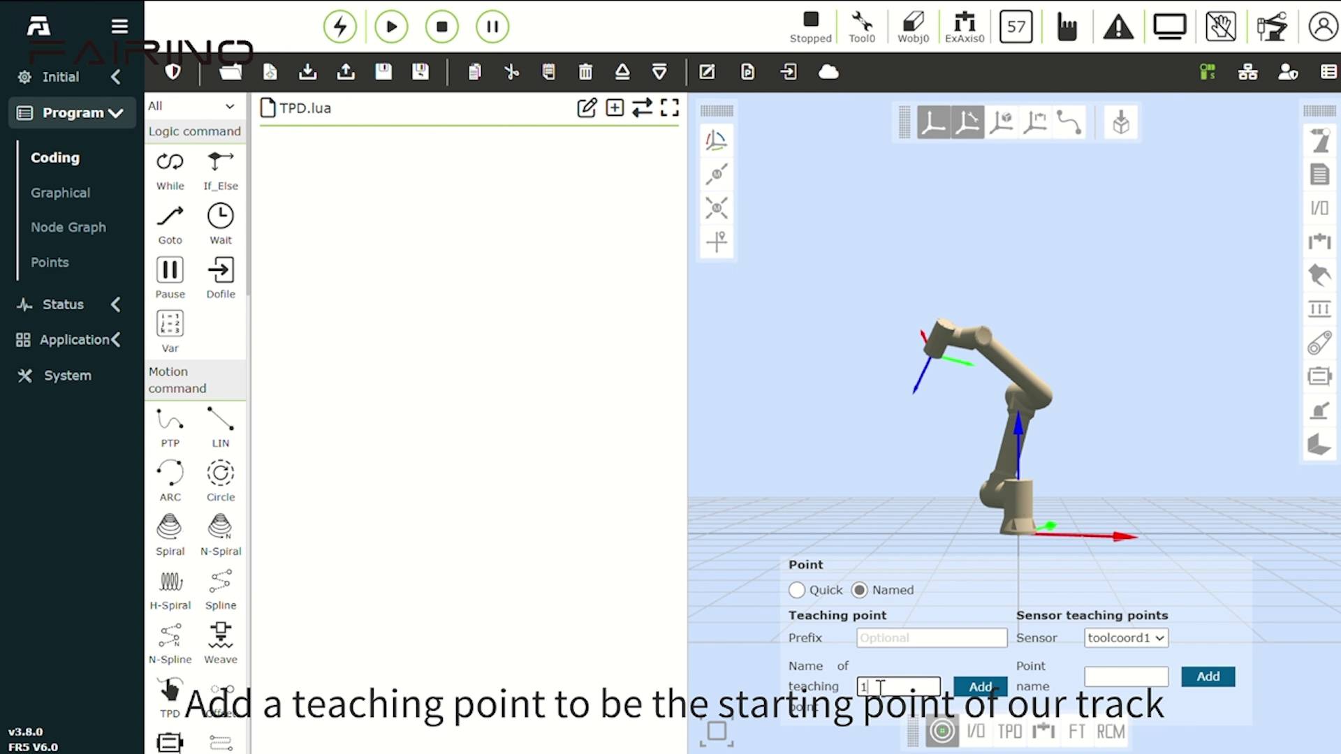 Процесс создания программы, записи движения