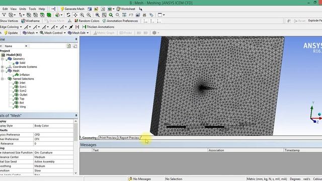 3.2. Создание сеточной модели в ANSYS Mesh для задачи аэродинамики крыла
