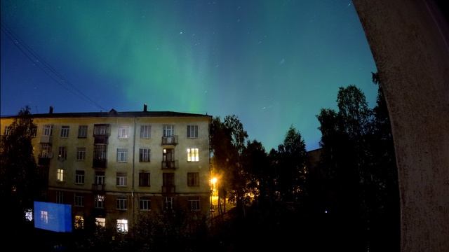 Северное сияние в городе Северодвинск