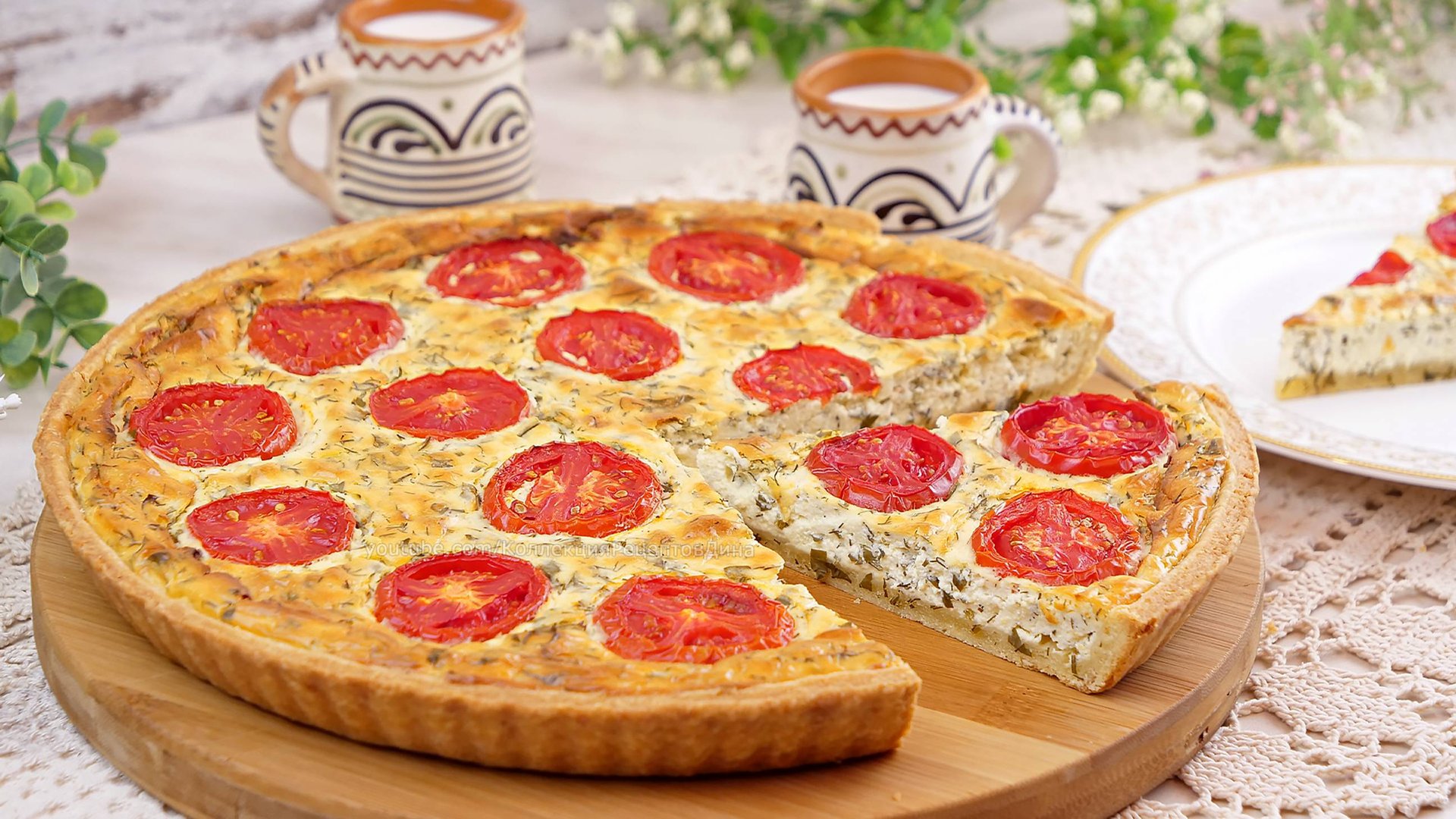 🍕Открытый пирог из песочного теста с творожным сыром и зеленью! 🧀Рецепт сырного закусочного пирога