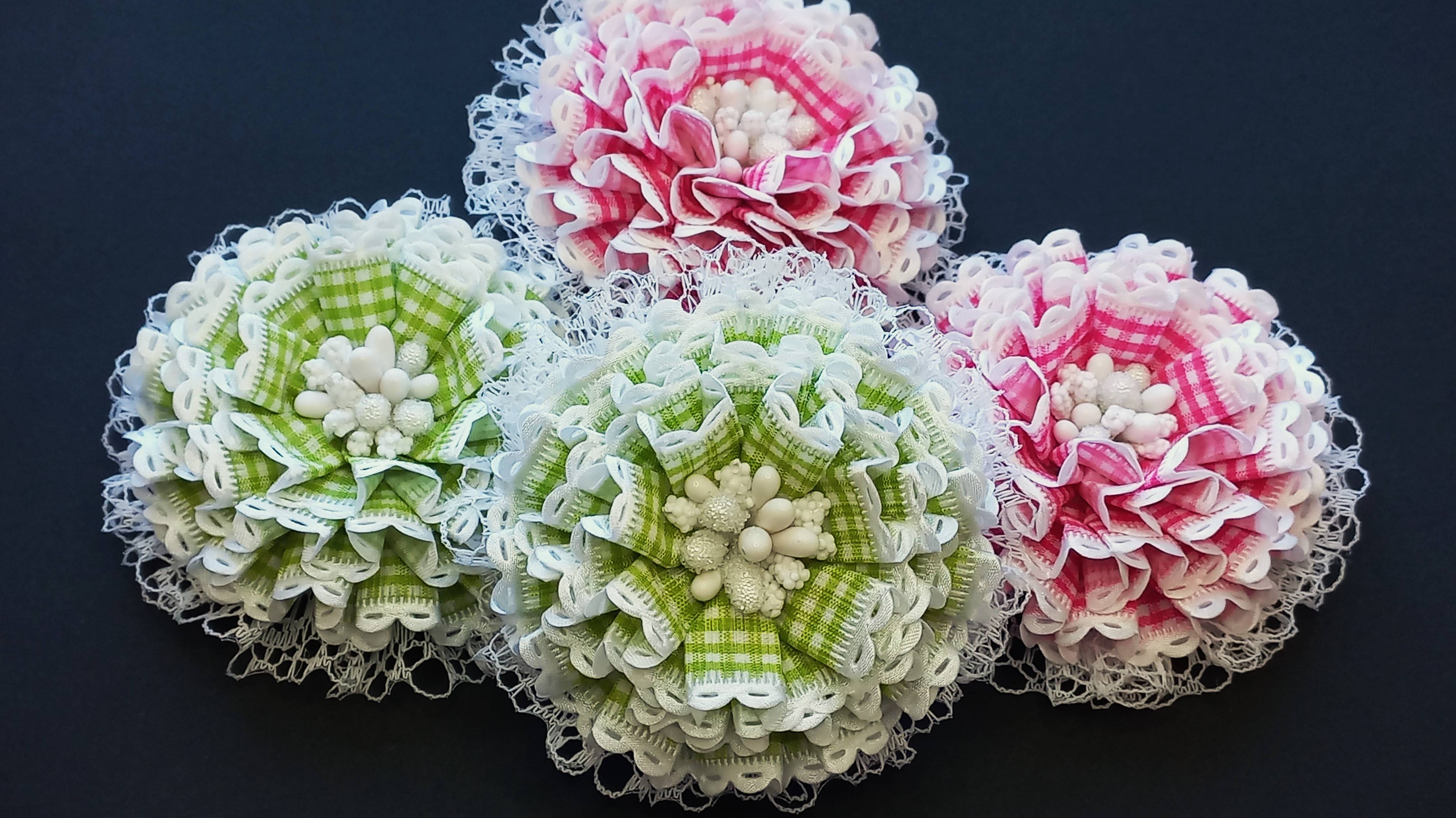 Летние бантики белый малиновый салатовый в клетку пара (24212)