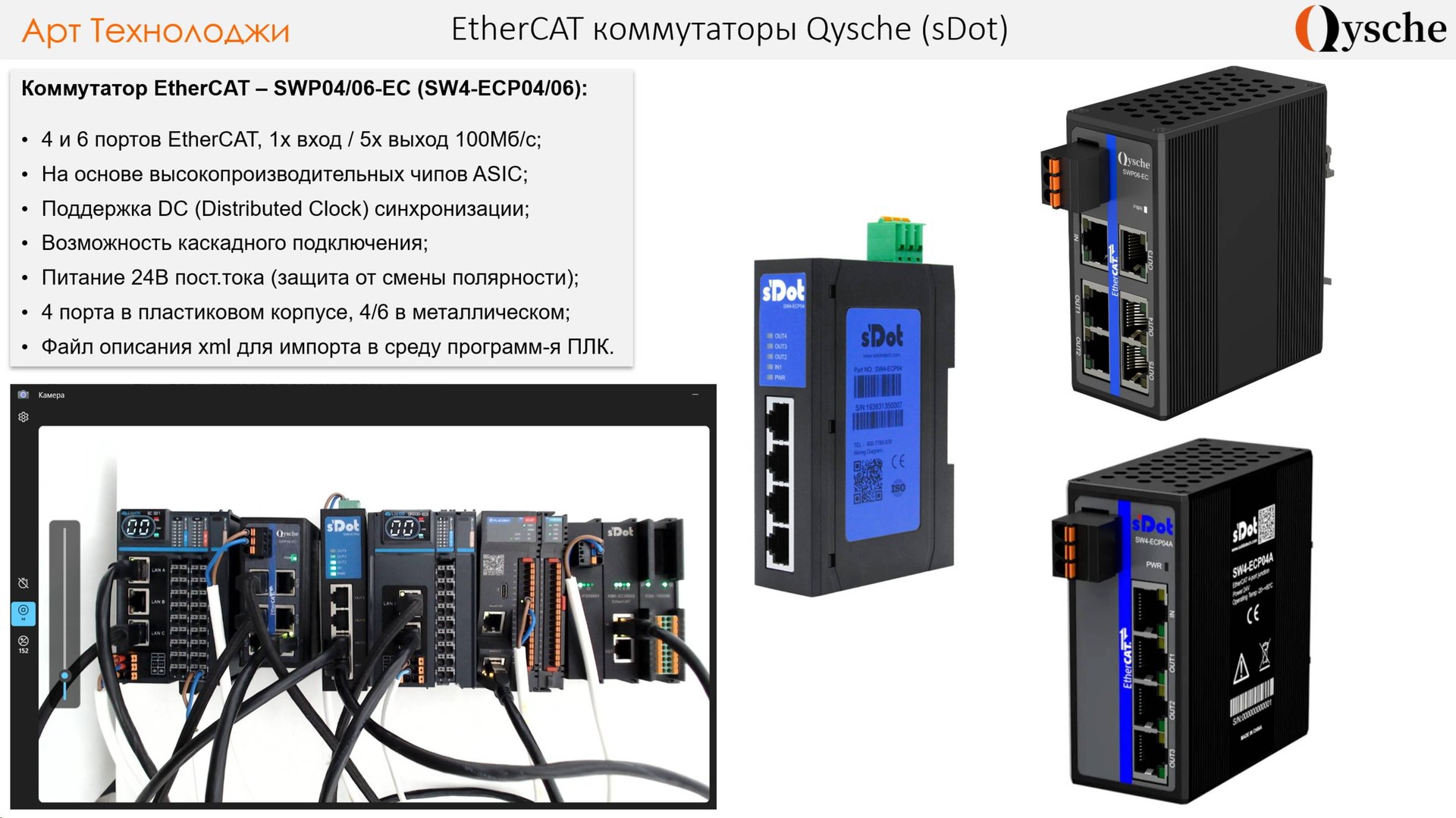 Обзор EtherCAT коммутаторов Qysche(sDot) и использование с ПЛК Codesys