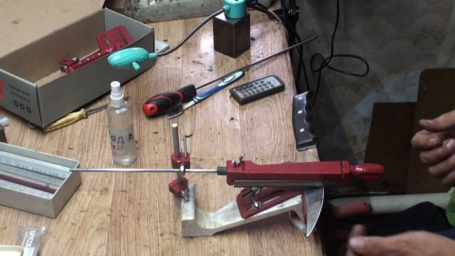 Точилка _ЖУК_. Венёвские алмазы. Точим большой самодельный нож времён СССР.