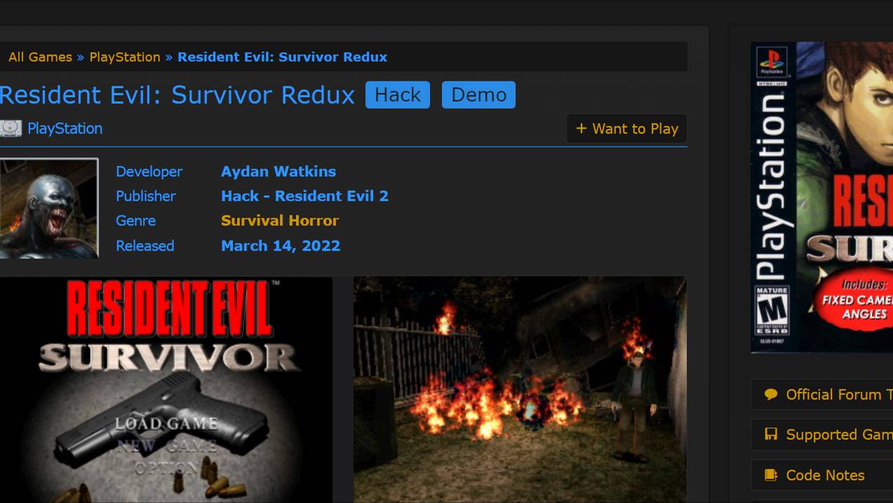 Resident Evil Survivor Redux - The Church (Demo)PS1(Watching Credits Took Longer...)Survivor Hack
