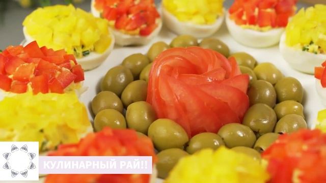 Праздничные закуски_ колбаса, овощи, фаршированные яйца и бутерброды – вкусно, красиво и удивительно