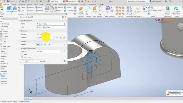 #149 Autodesk Inventor 2020. Создание модели рычага