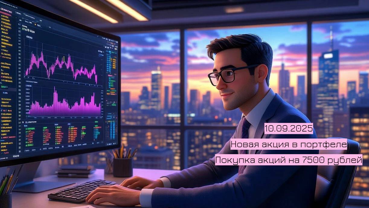 ПУСТЬ С НУЛЯ. Добавил новую акцию в портфель. Инвестирую 7500 рублей от зарплаты