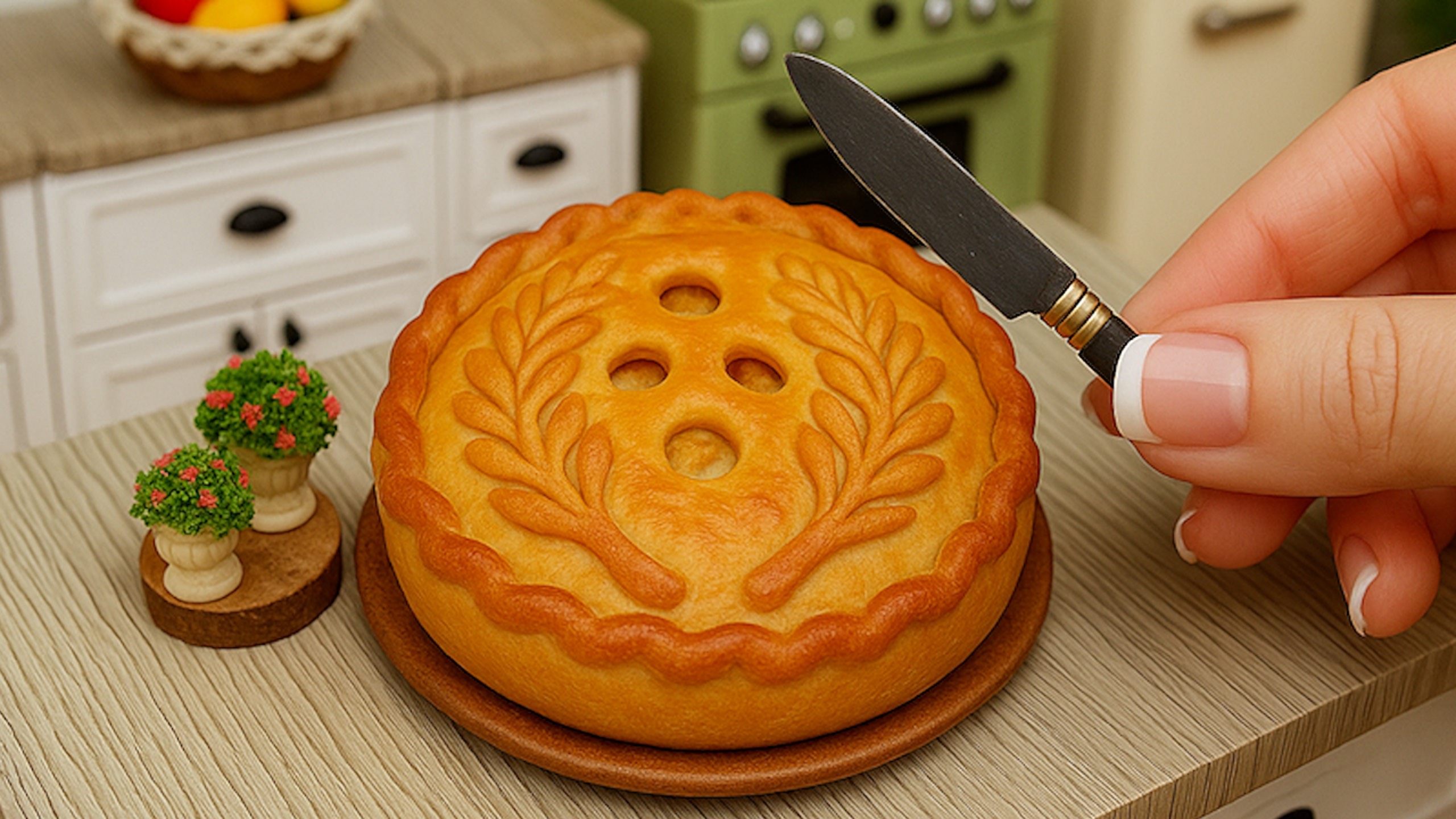 Очень Вкусный Миниатюрный Пирог с Курицей и Картофелем! 🥧 🤩 Мини Кухня