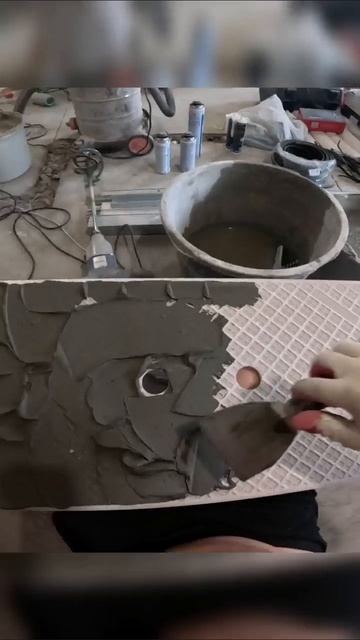 Отверстия для водорозеток в плитке.