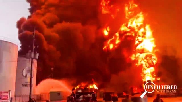 Кадры с гигантского пожара на заводе  ГСМ компании Smitty's Supply в Розуленд, Луизиана, август 2025