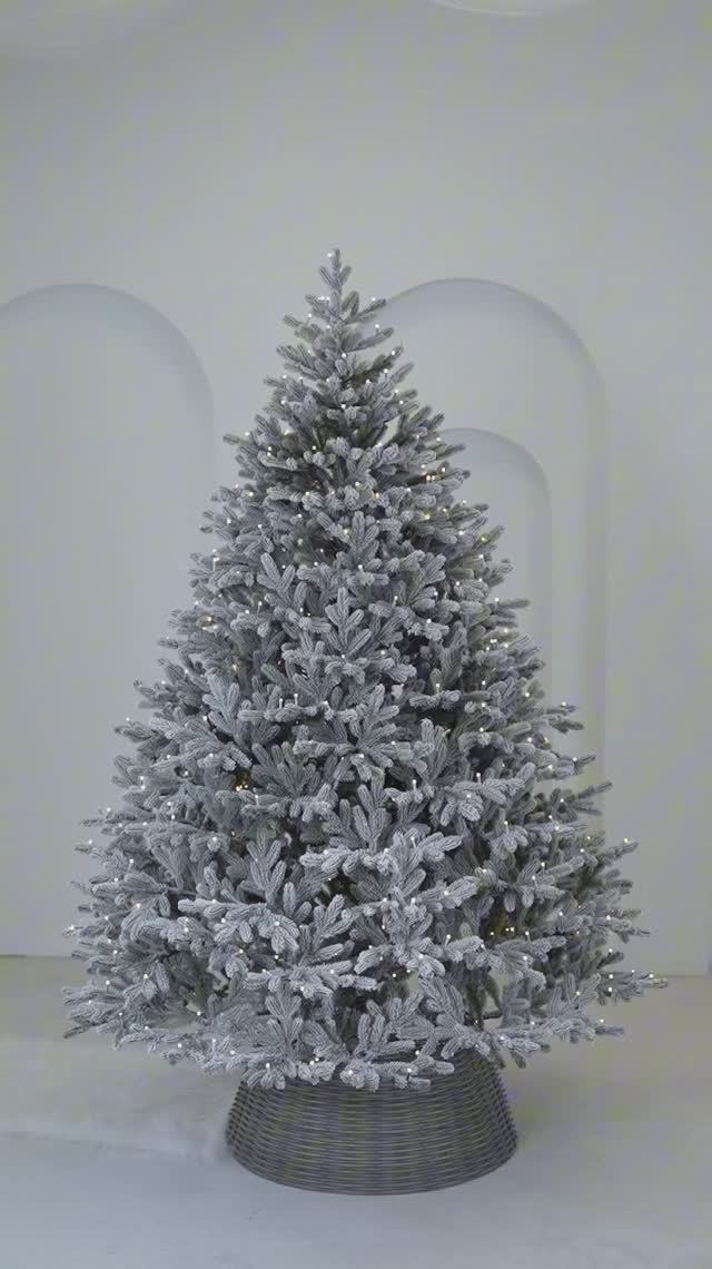 Обзор на искусственную ель "Швейцарская заснеженная" из 100% Литой хвои с LED лампами и без,ЕлкиТорг