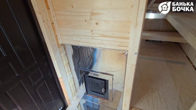 Отделка выноса топки печи листами из зеркальной нержавейки (Брус - Каркас)