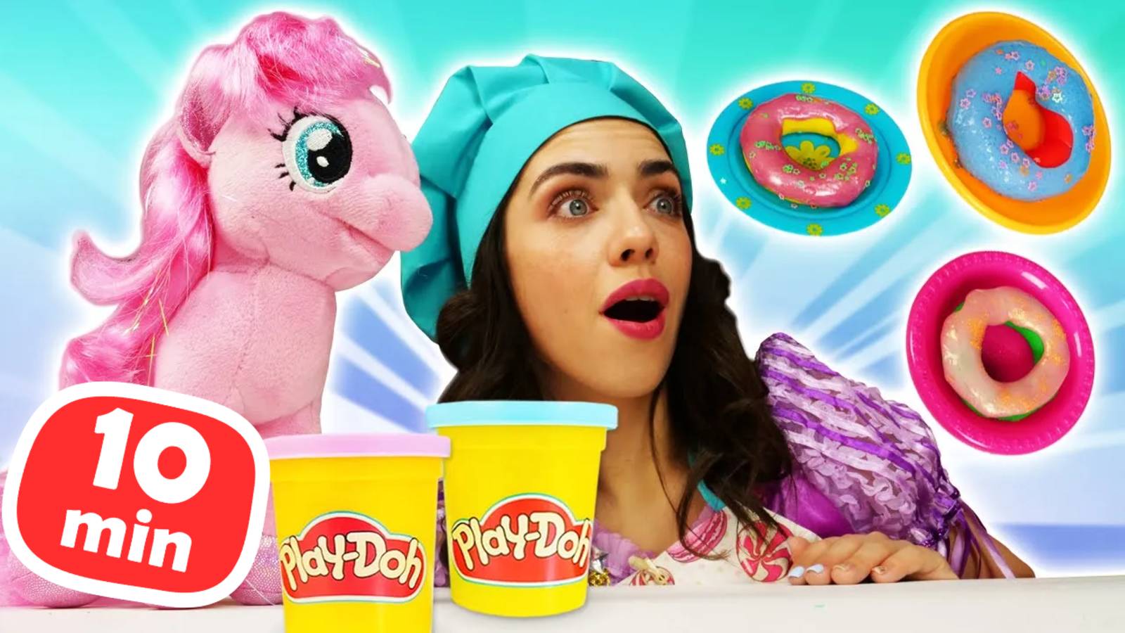 🧁 Готовлю игрушкам! Пинки Пай и Милый Единорог делают десерты из Плей До 🍭