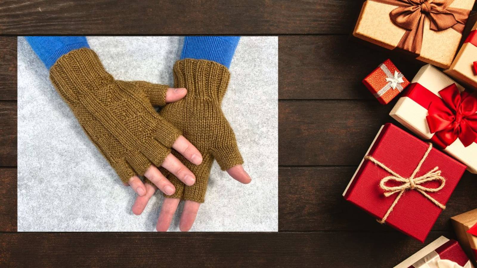 Вязаные перчатки без пальцев в размер 9 в наличии