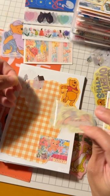 junk journal with me in Japan 🇯🇵 (healing version / Winnie The Pooh) #stationery