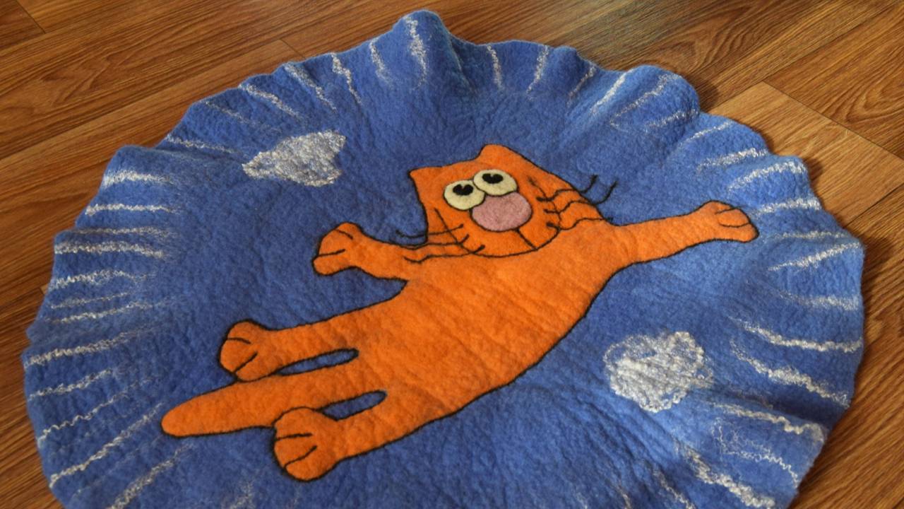 Коврики валяные, коврики детские, подстилки для кошек валяные мастер Лилия Иванова, lilifelt