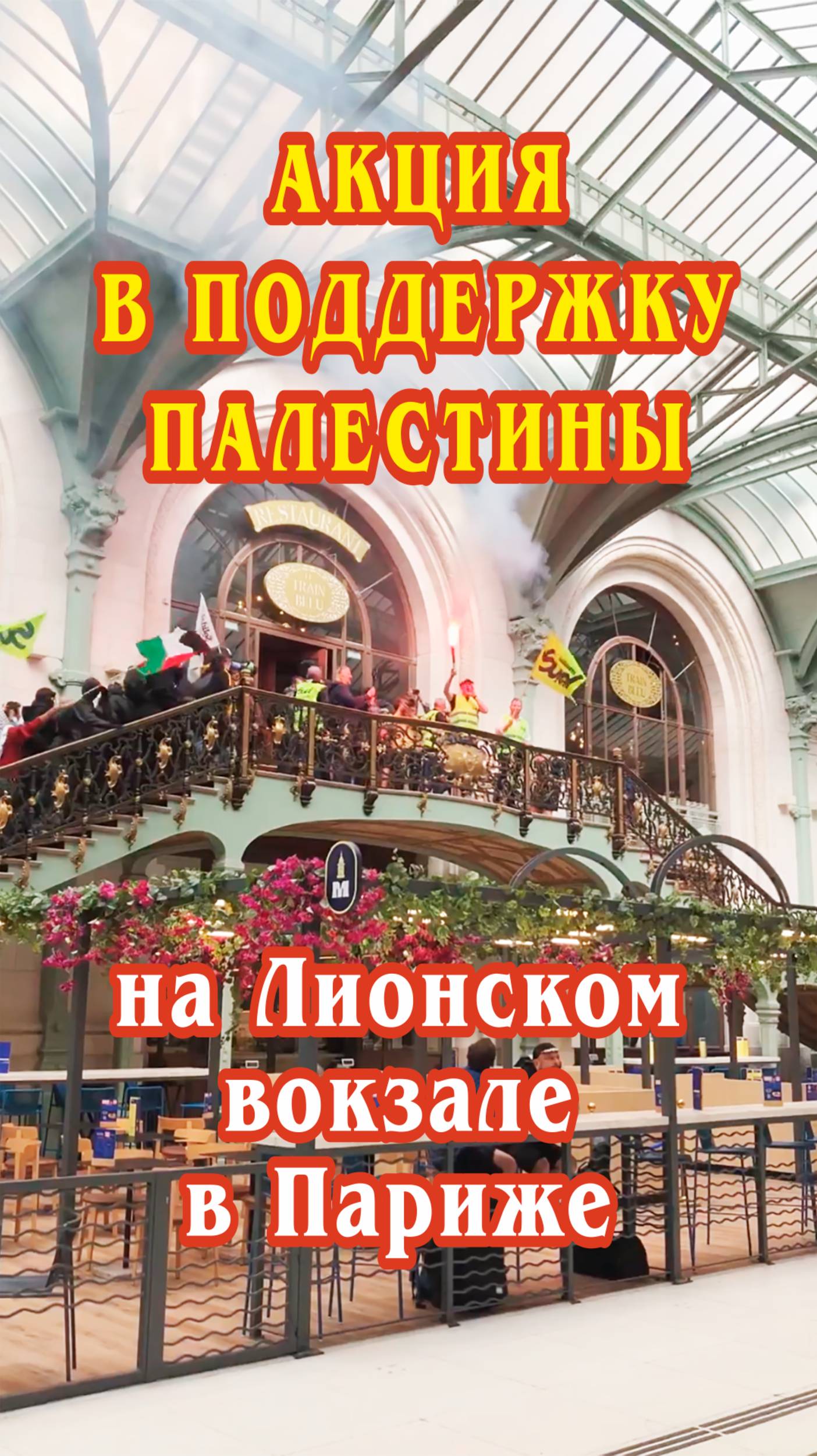 Акция в поддержку Палестины на Лионском вокзал в Париже.