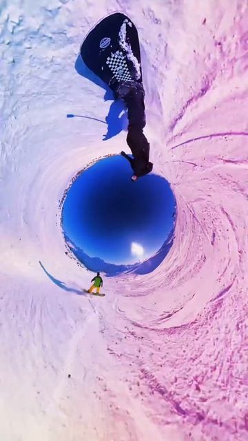 Сноубординг. Домбай, горнолыжный курорт. Снято на insta360