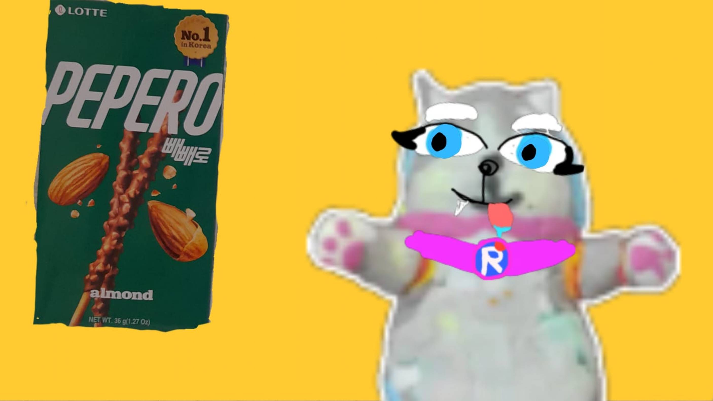 Хруст pepero и собака Хаска