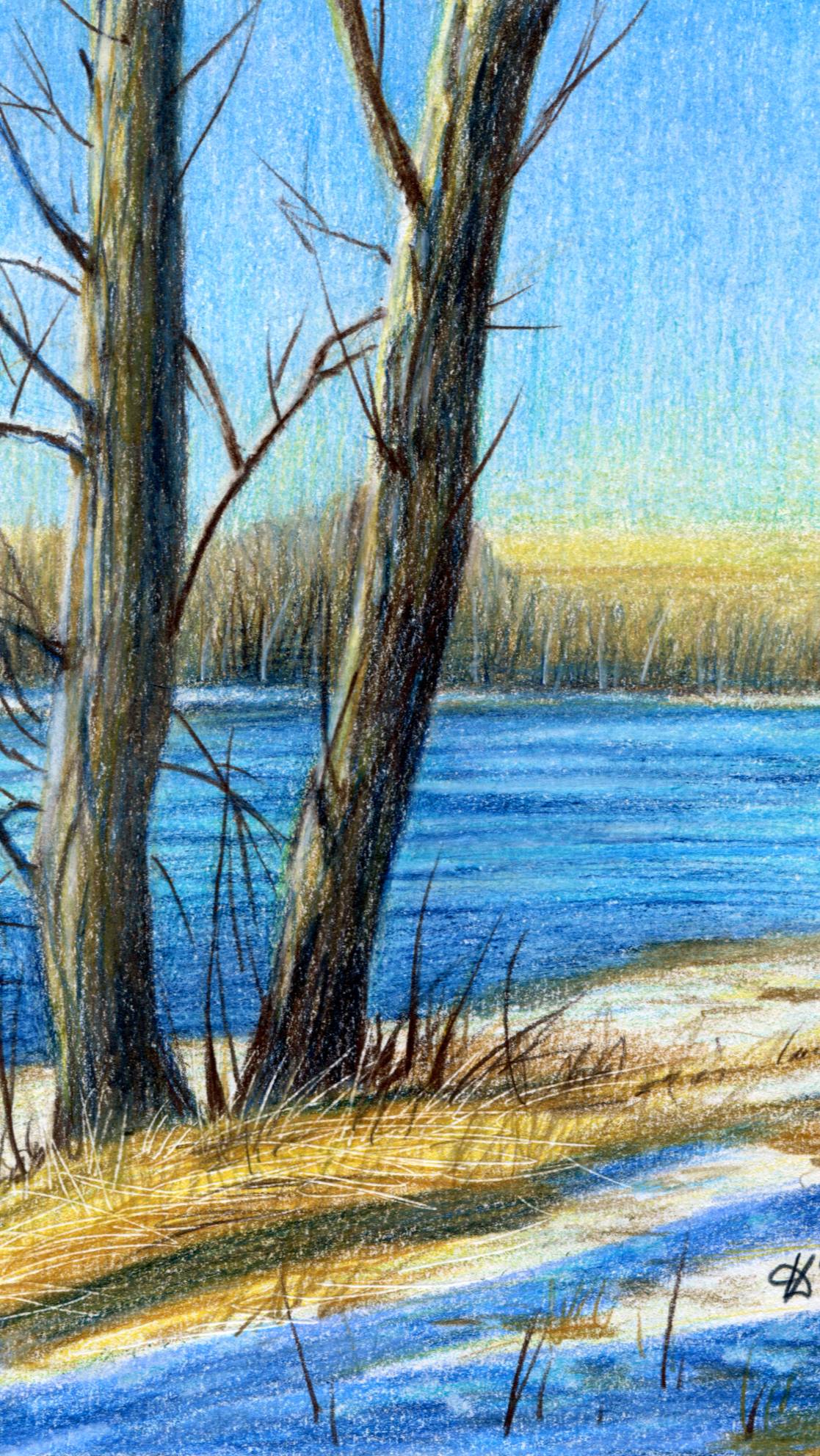 Рисуем весну цветными карандашами