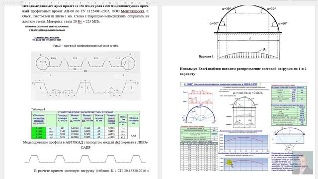 Часть 8. ЛИРА-САПР. Моделирование, анализ НДС бескаркасных арочных покрытий. Тонкостенный прокат.