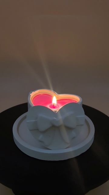 Свеча сердечко с бантиком