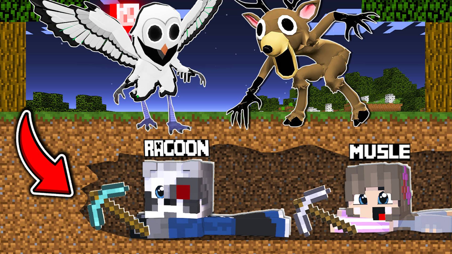 НУБ И ПРО НАШЛИ СЕКРЕТНУЮ БАЗУ ПРОТИВ АПОКАЛИПСИС ИЗ ОЛЕНЬ и СОВА В МАЙНКРАФТ 99 НОЧЕЙ В ЛЕСУ SCP