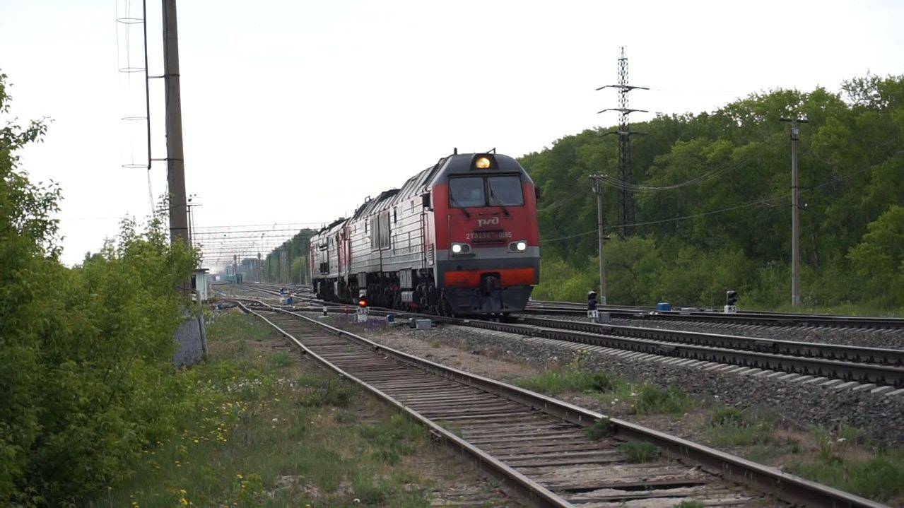 Тепловозы 2ТЭ25КМ-0195 и 2ТЭ10М-0714