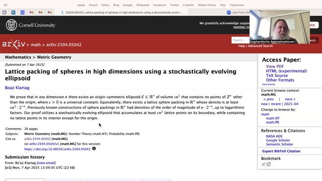 Анонс Диофантовы приближения, Н.Г. Мощевитин