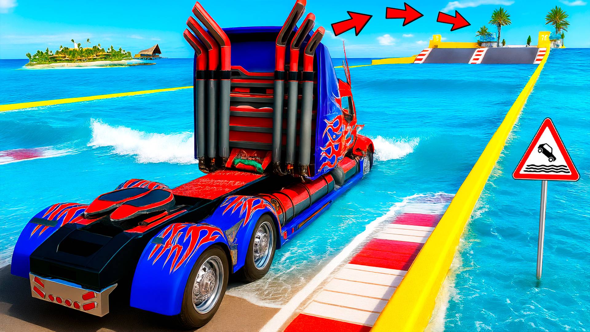 Сможет ли Трансформер проехать Яму с Водой и Спуск без Тормозов в Гта 5! Эксперименты Gta 5 Online