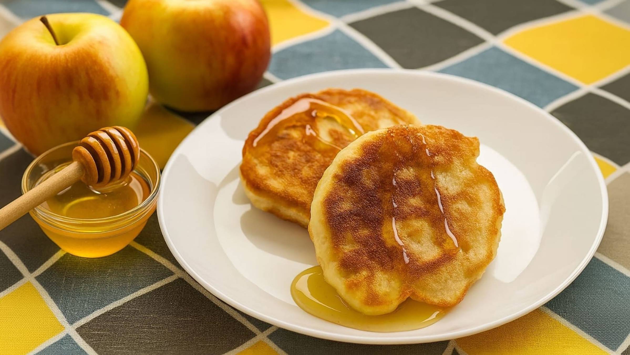 Пышные как облако! Готовим вместе Дрожжевые оладьи с яблоками.