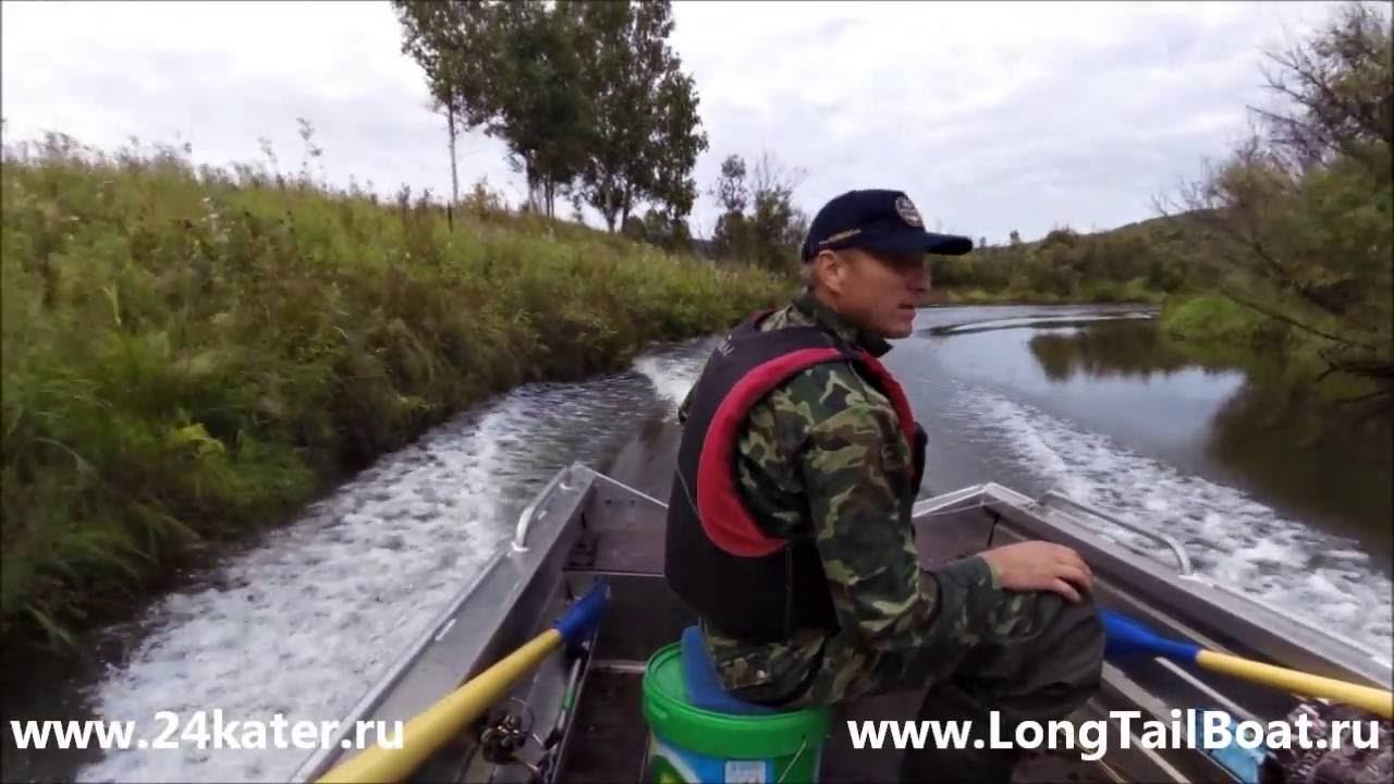По речке КУРЬЯ на лодке Русбот 42Р с мотором "Длинный Хвост" 21лс.