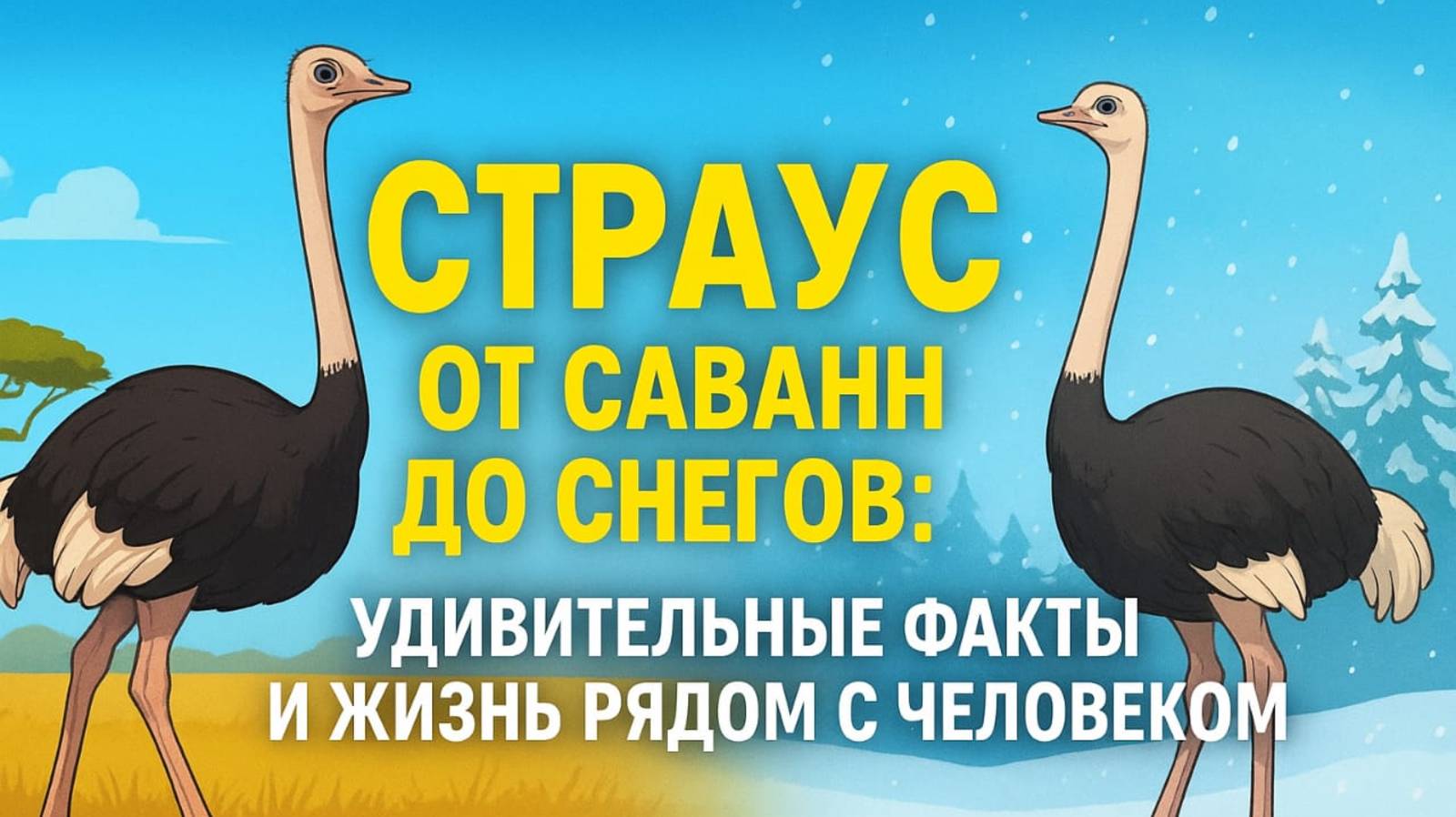Страус, от саванн до снегов. Удивительные факты и жизнь рядом с человеком.