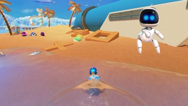 Робот Astro Bot отдыхает на море. Играем в Плейстейшен 5, игра Астро бот