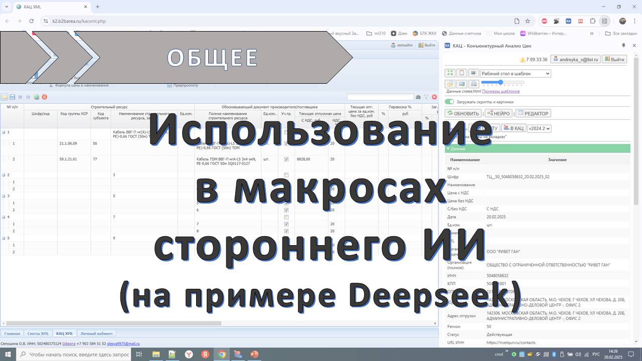 Использование в макросах стороннего веб чата искусственного интеллекта на примере Deepseek
