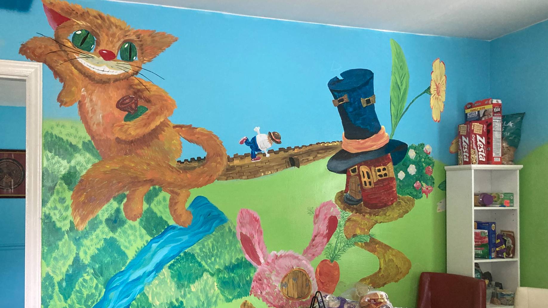 Kitchen Mural 🎨 | Alice in Wonderland – Humpty Dumpty & Cheshire Cat